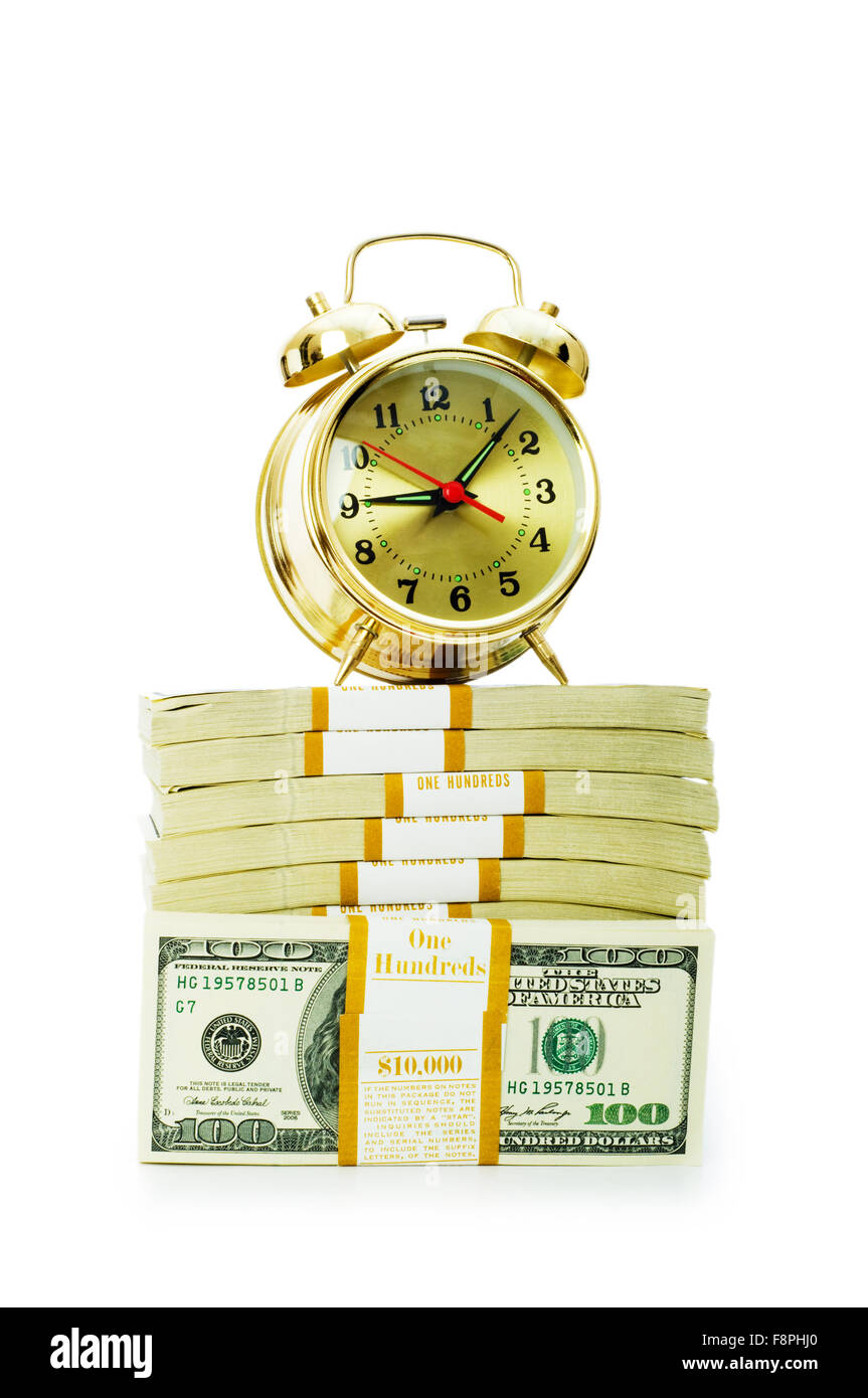 Time is money concept with dollars and clock Stock Photo - Alamy