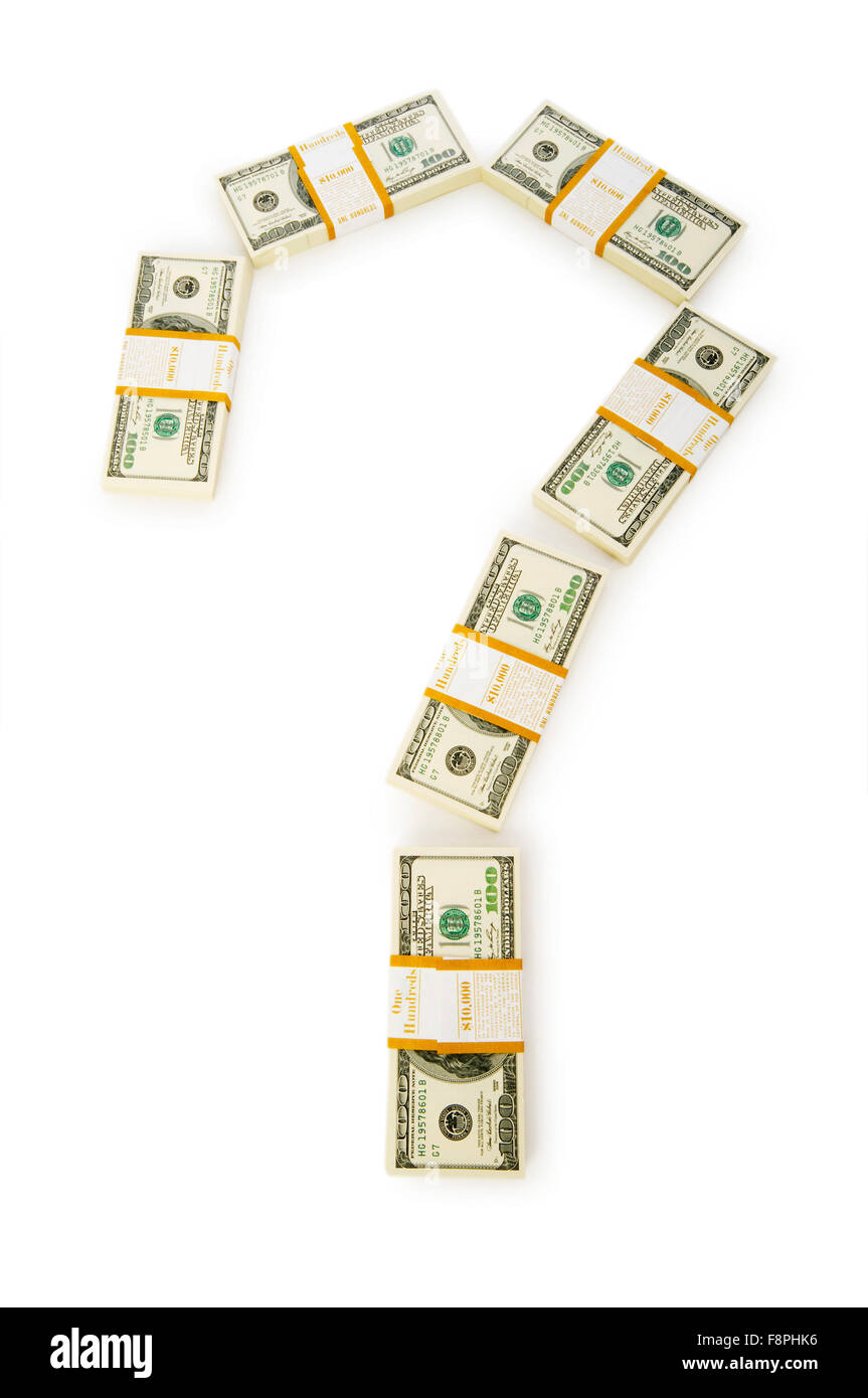 Question mark made of dollars isolated on the white Stock Photo - Alamy