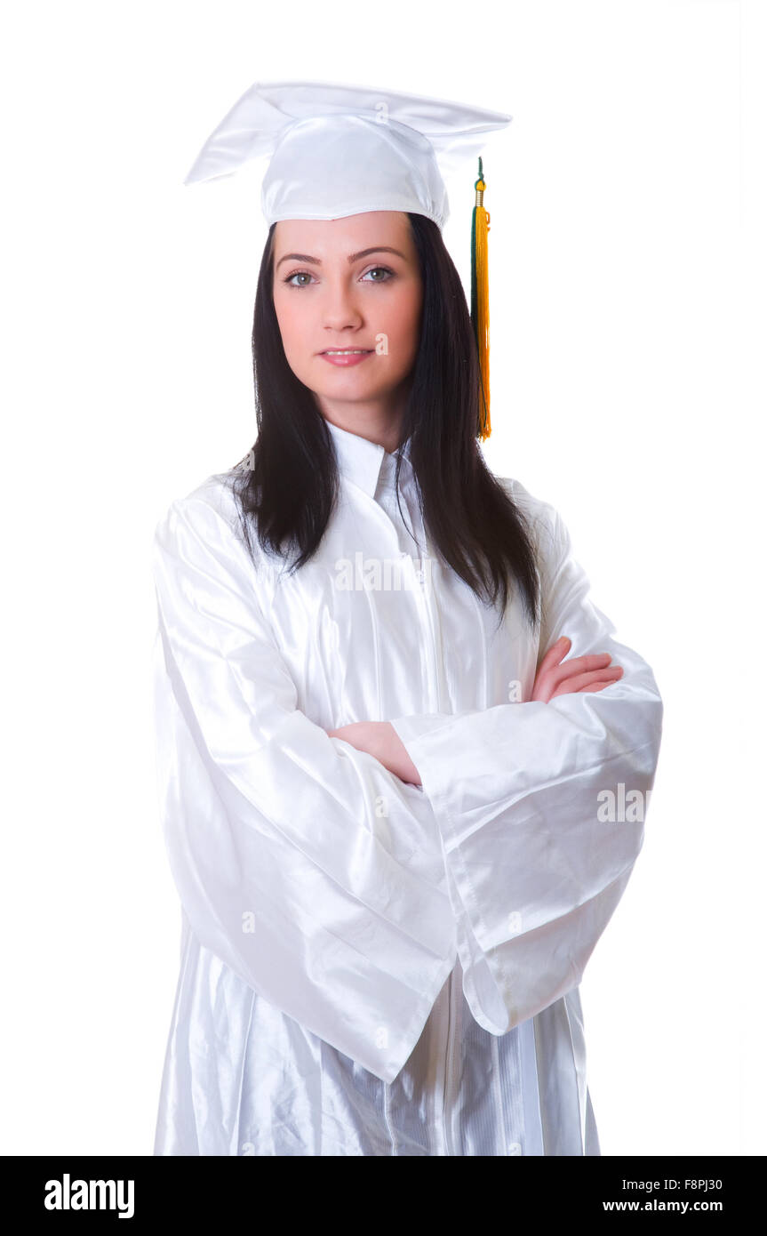 Young graduate isolated on the white background Stock Photo - Alamy