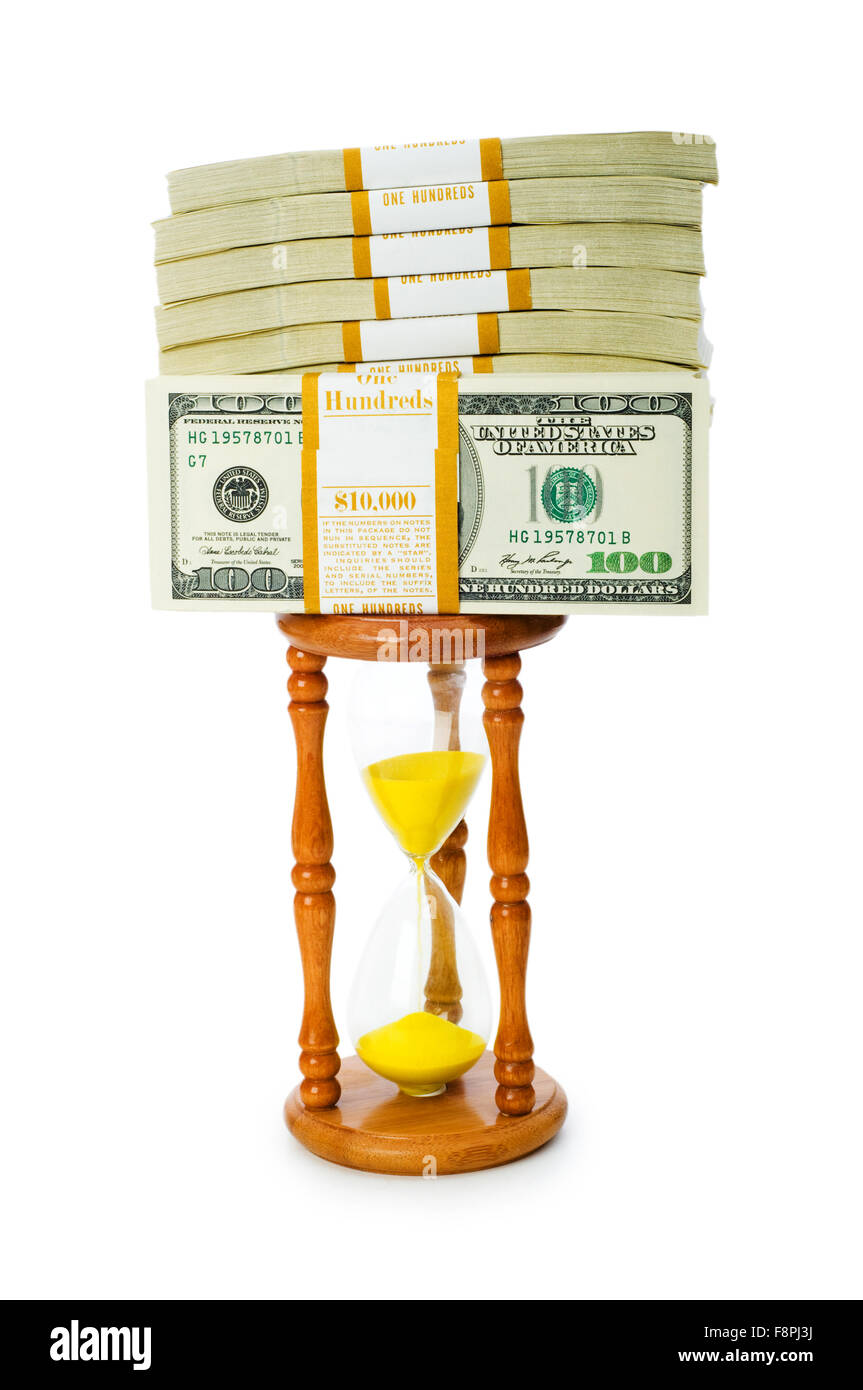Time is money concept with dollars and hourglass Stock Photo - Alamy