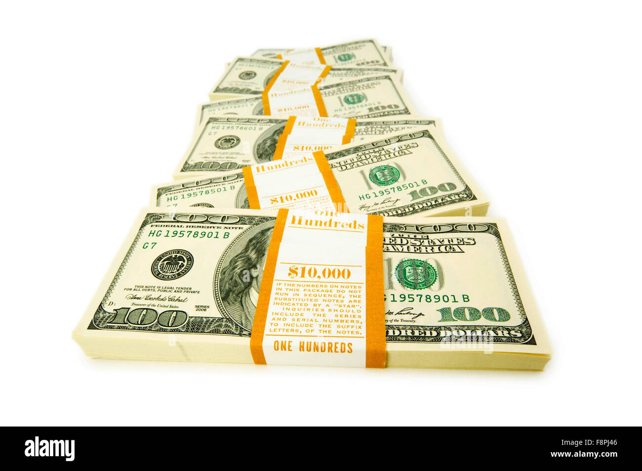 Stack of dollars isolated on the white Stock Photo - Alamy