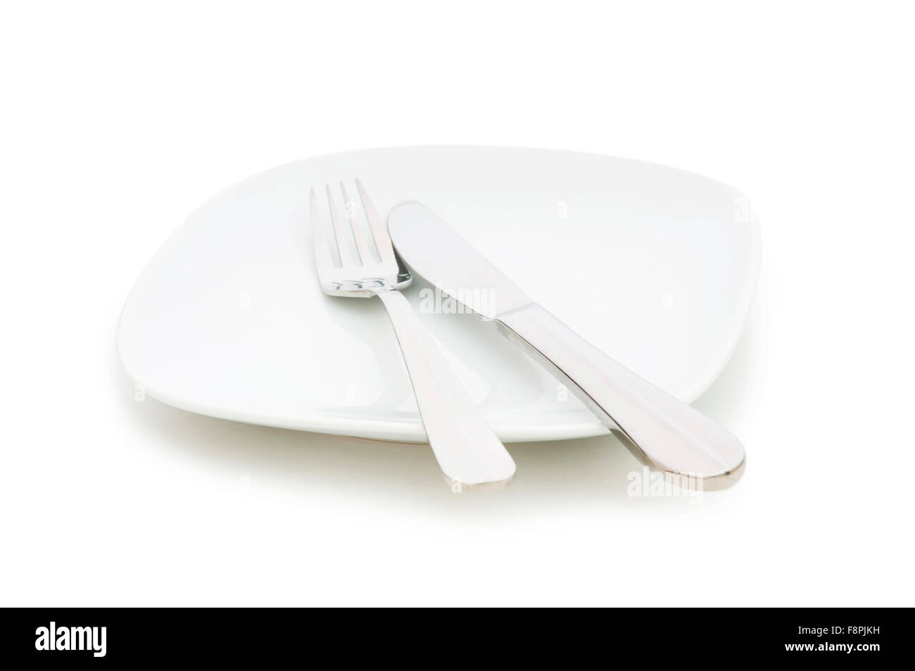 Set of table utensils isolated on white Stock Photo - Alamy