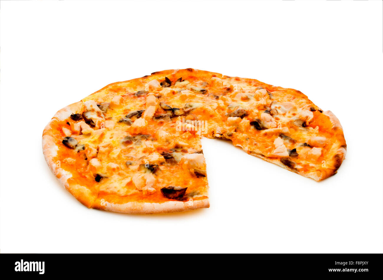 Round pizza isolated on the white background Stock Photo - Alamy