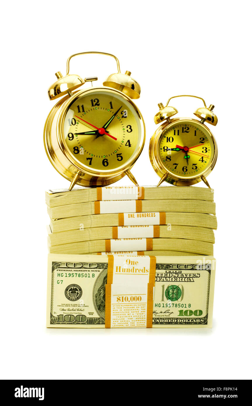 Time is money concept with dollars and clock Stock Photo - Alamy