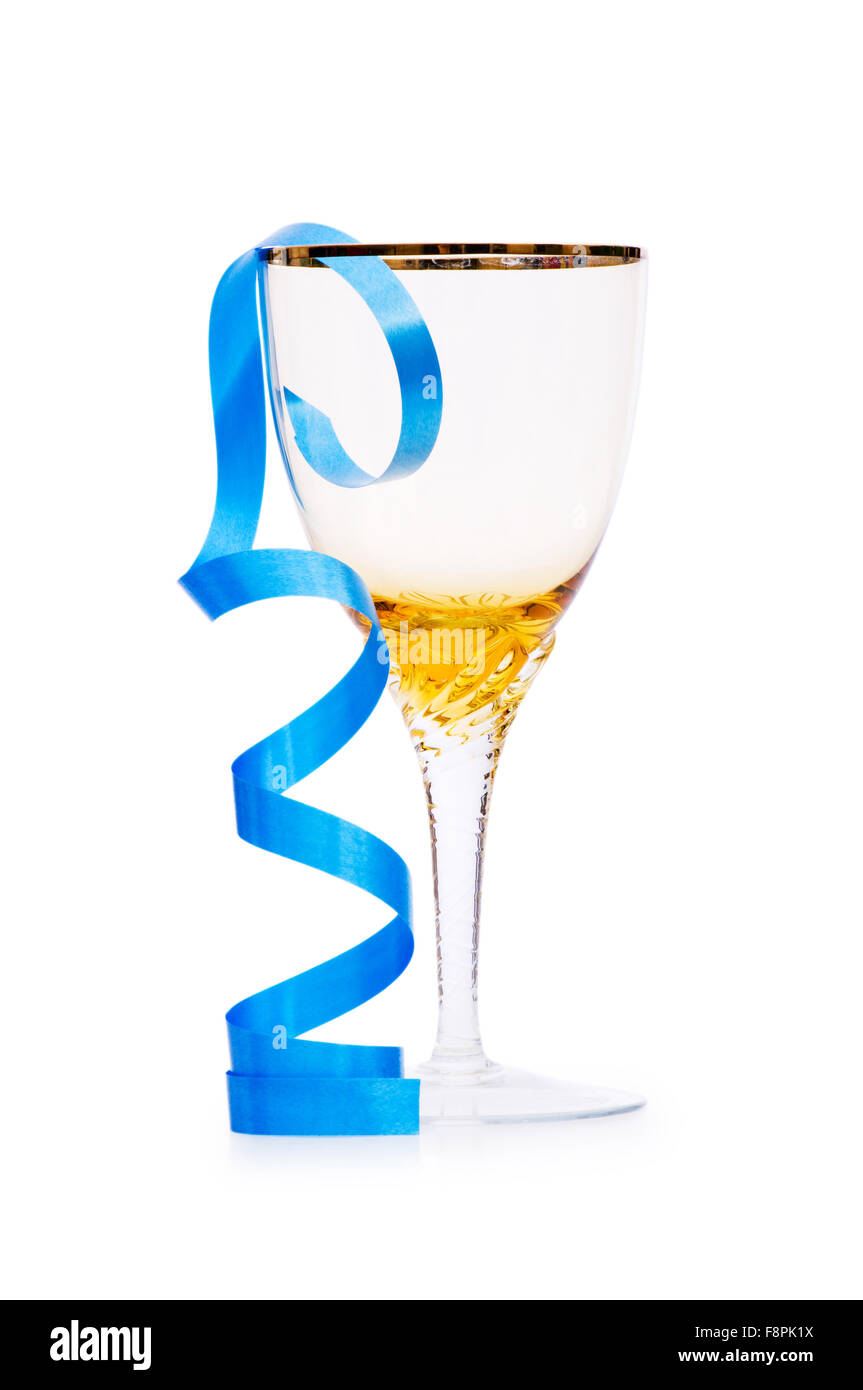 Wine glass with streamer isolated on white Stock Photo - Alamy