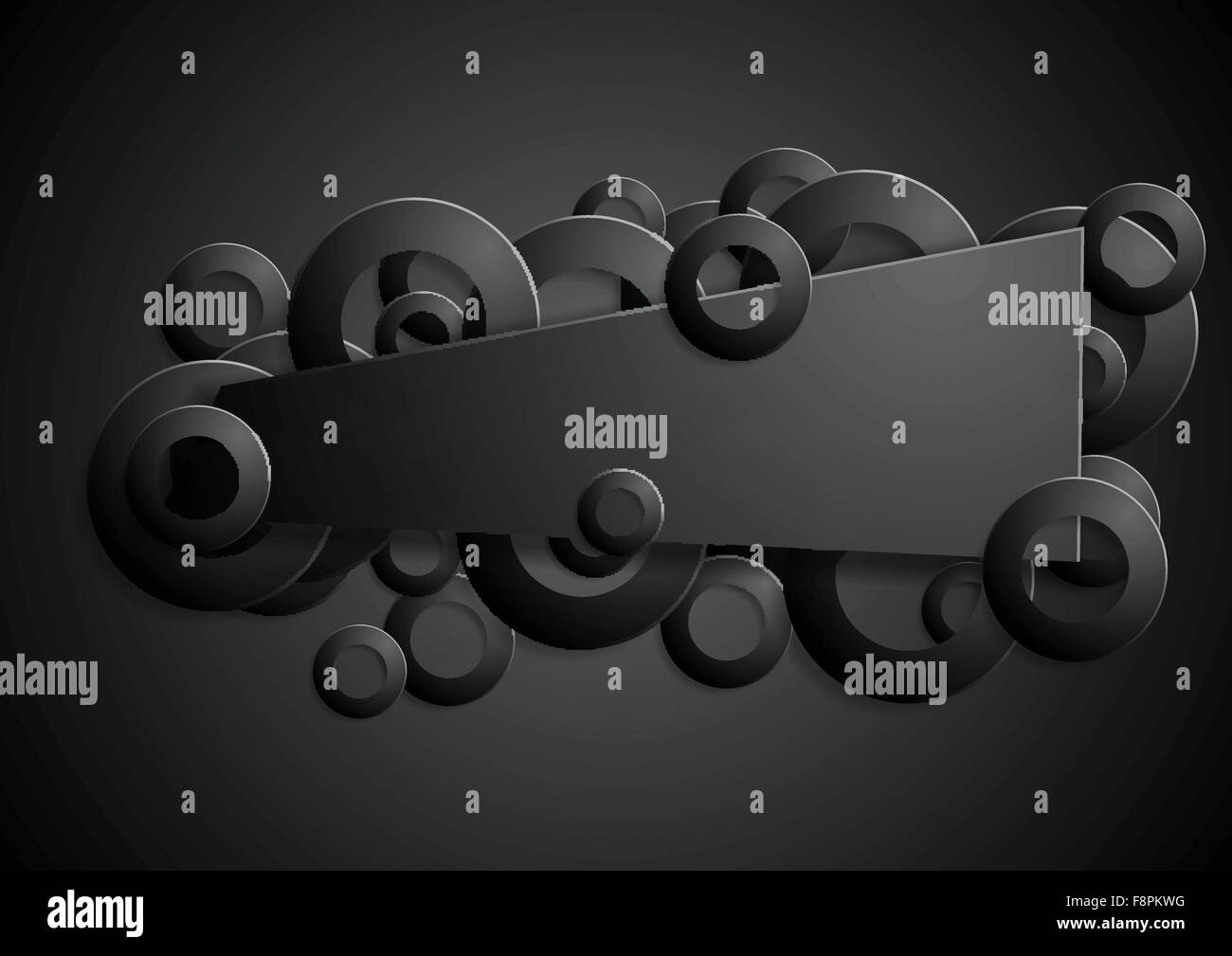 Dark black sticker design with rings. Vector background Stock Vector ...