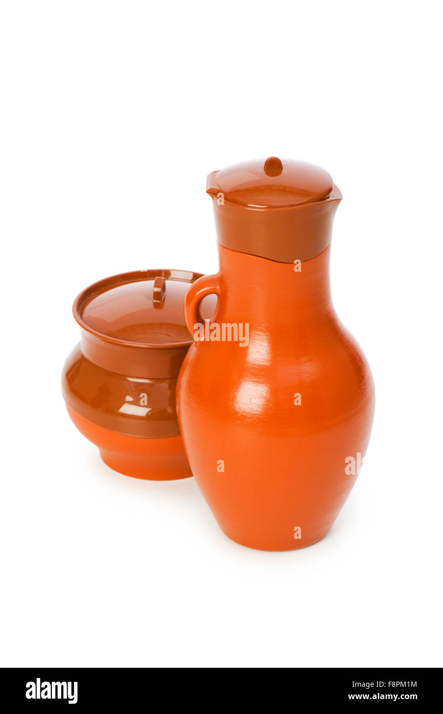 Clay jars isolated on the white background Stock Photo - Alamy