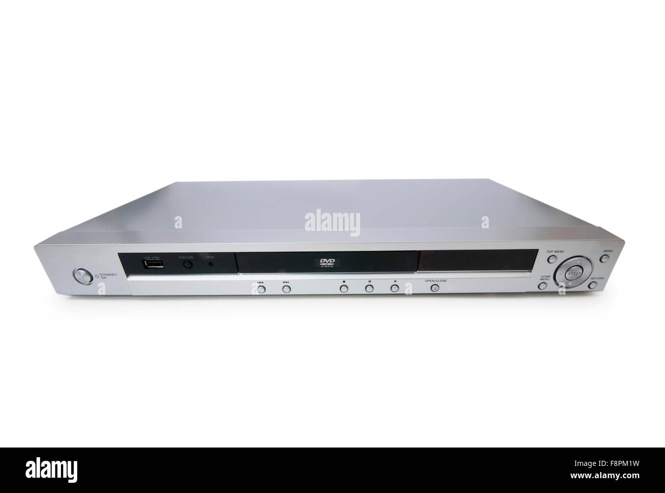 Silver DVD player isolated on the white Stock Photo - Alamy