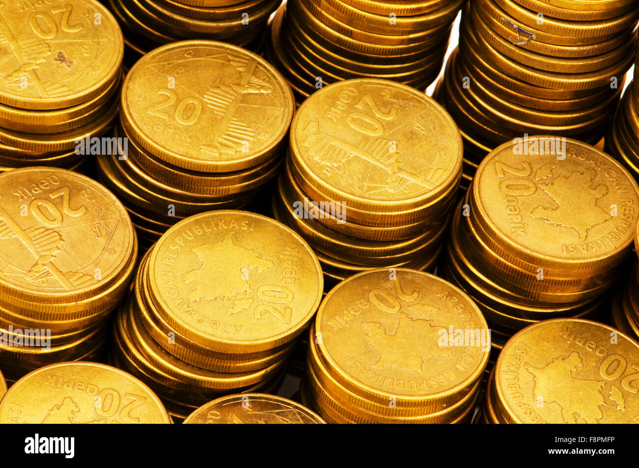 Close up of the golden coin stacks Stock Photo - Alamy
