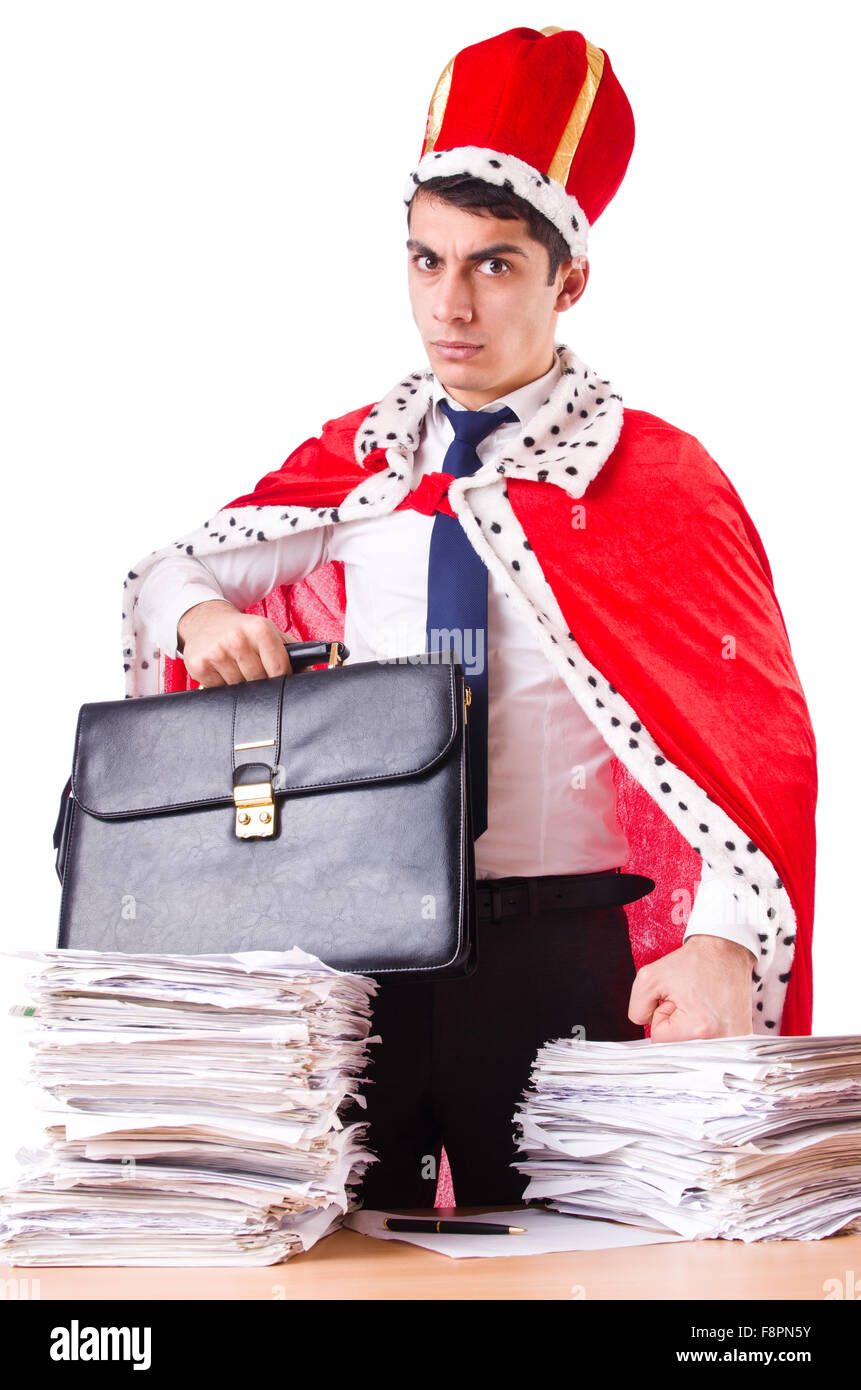 King businessman with lots of paperwork Stock Photo - Alamy