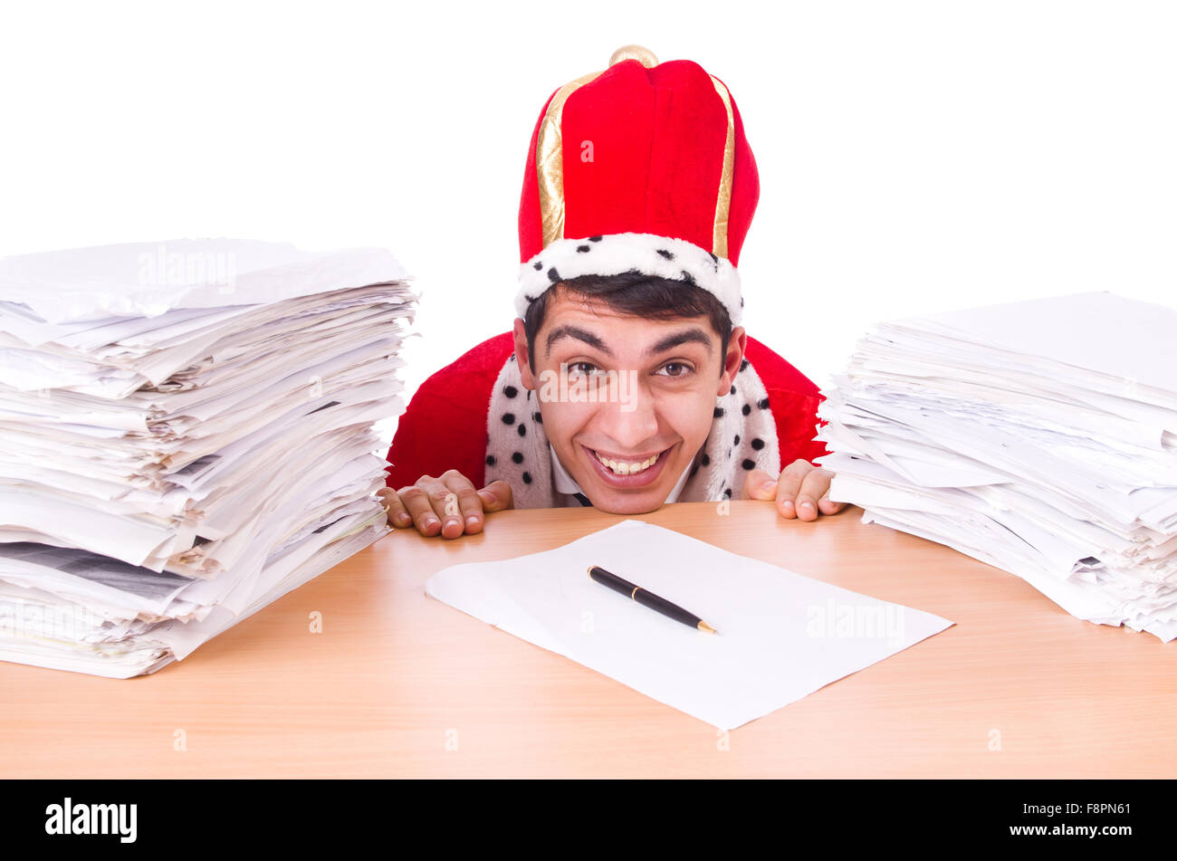 King businessman with lots of paperwork Stock Photo - Alamy
