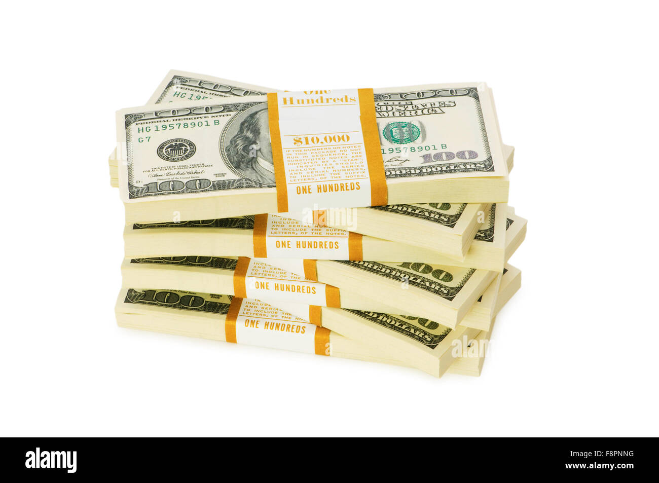 Stack of dollars isolated on the white Stock Photo - Alamy