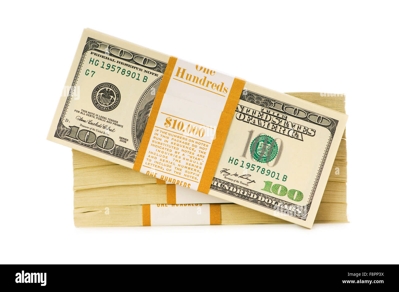 Stack of dollars isolated on the white Stock Photo - Alamy