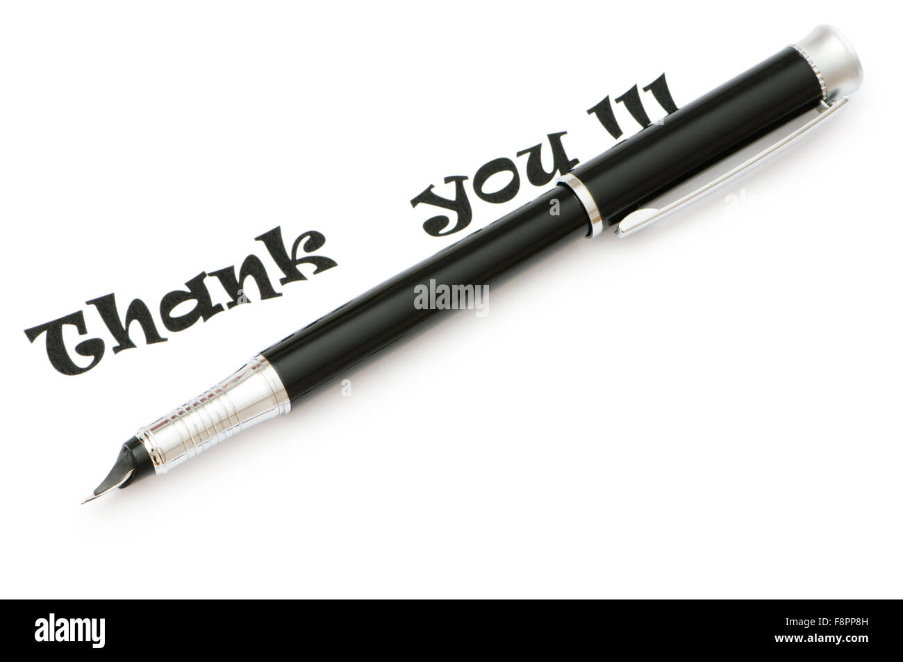 Thank you message and pen on white Stock Photo - Alamy