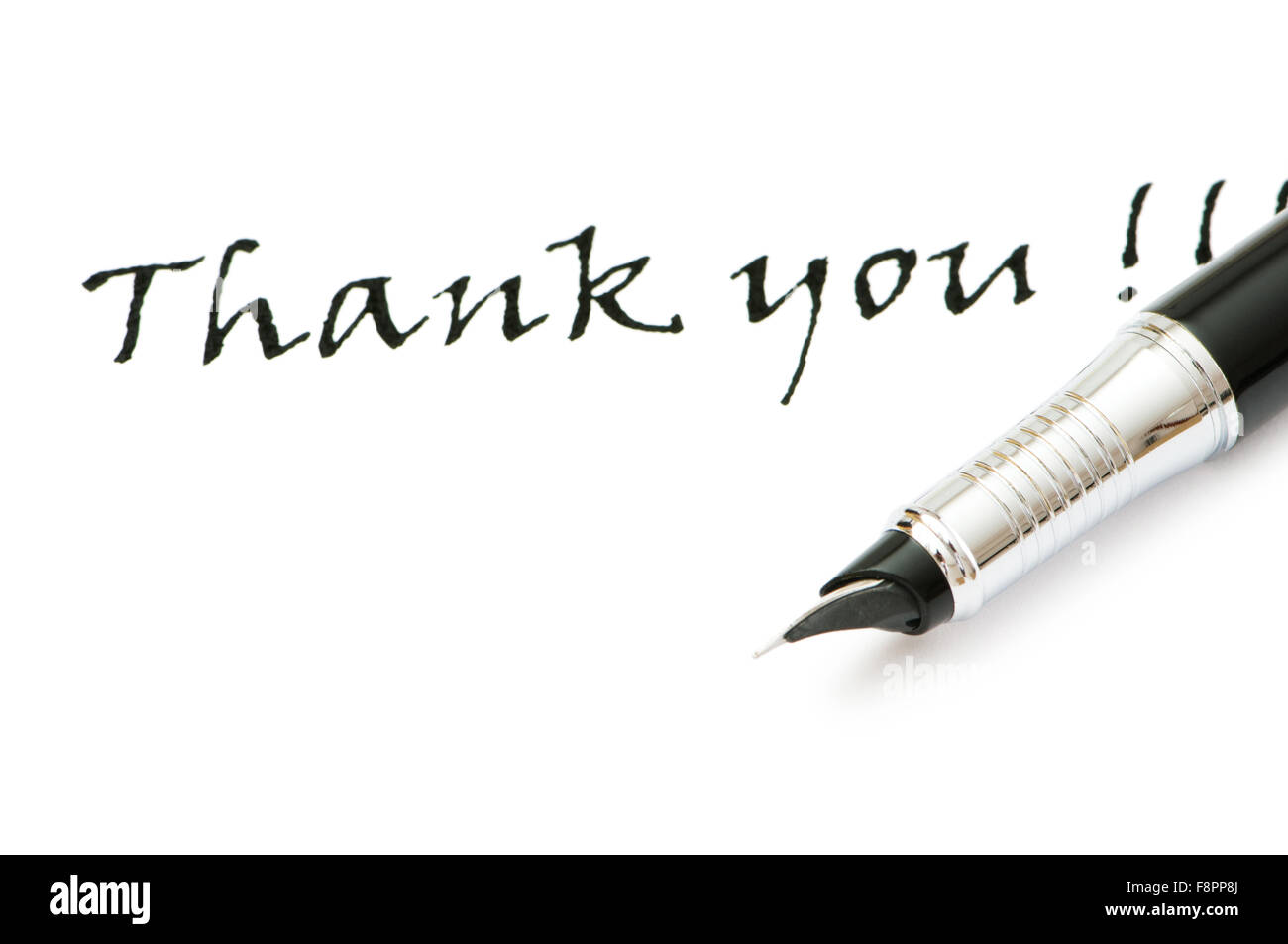 Thank you message and pen on white Stock Photo - Alamy