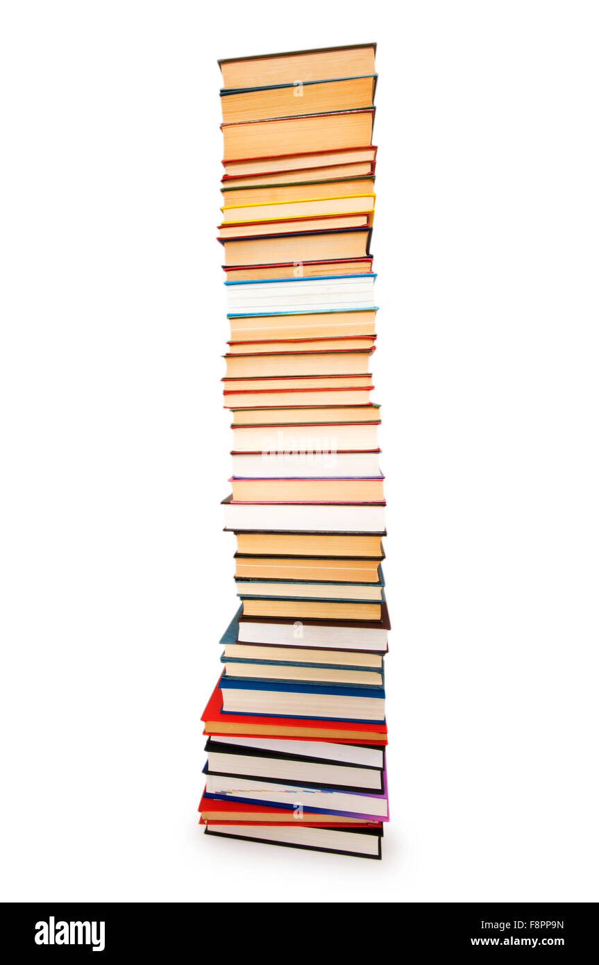 Stack of books isolated on the white Stock Photo - Alamy