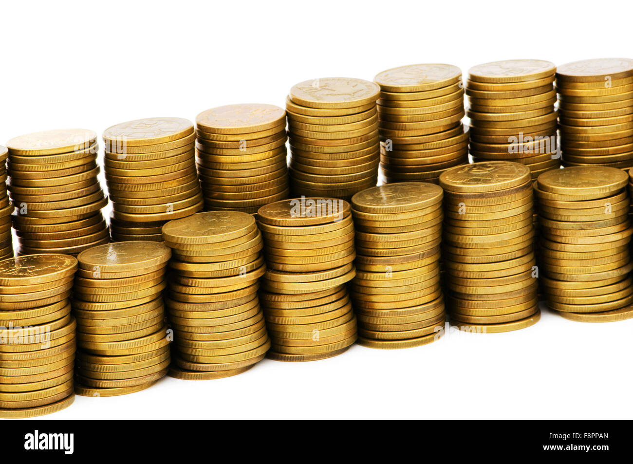 Stack of coins isolated on the white Stock Photo - Alamy