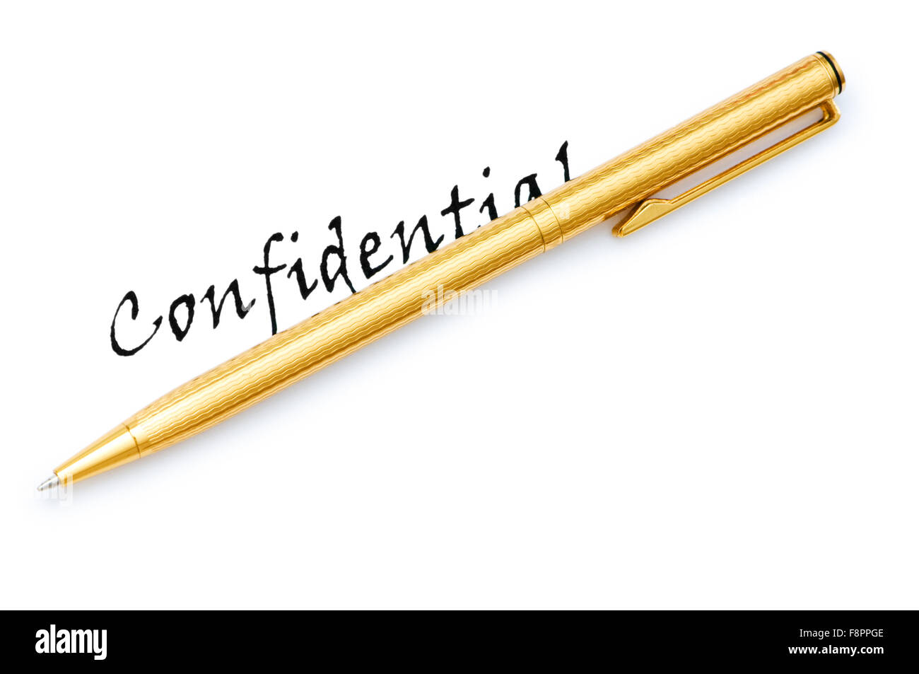 Confidential message and pen on white Stock Photo - Alamy
