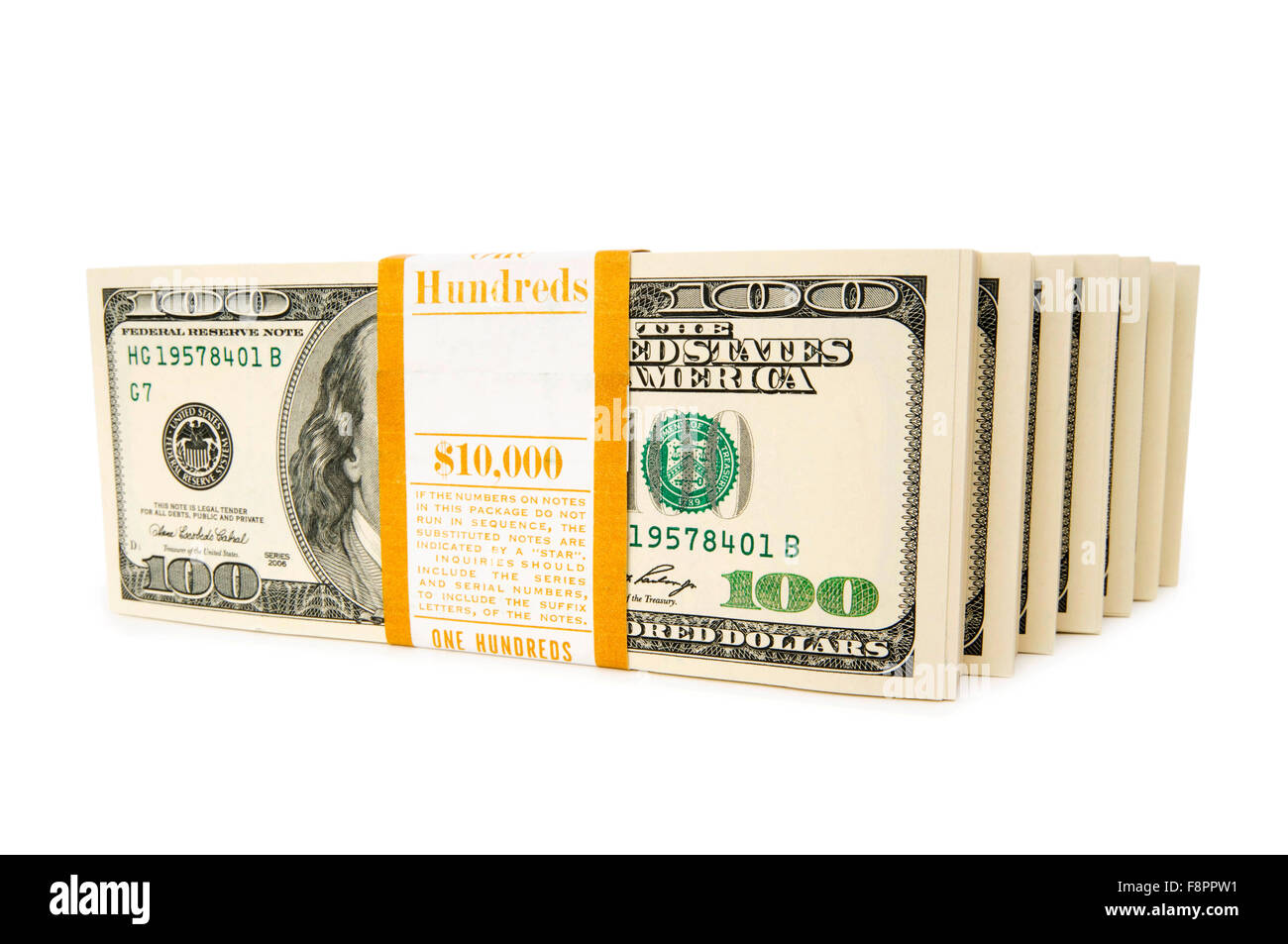 Stack of dollars isolated on the white Stock Photo - Alamy