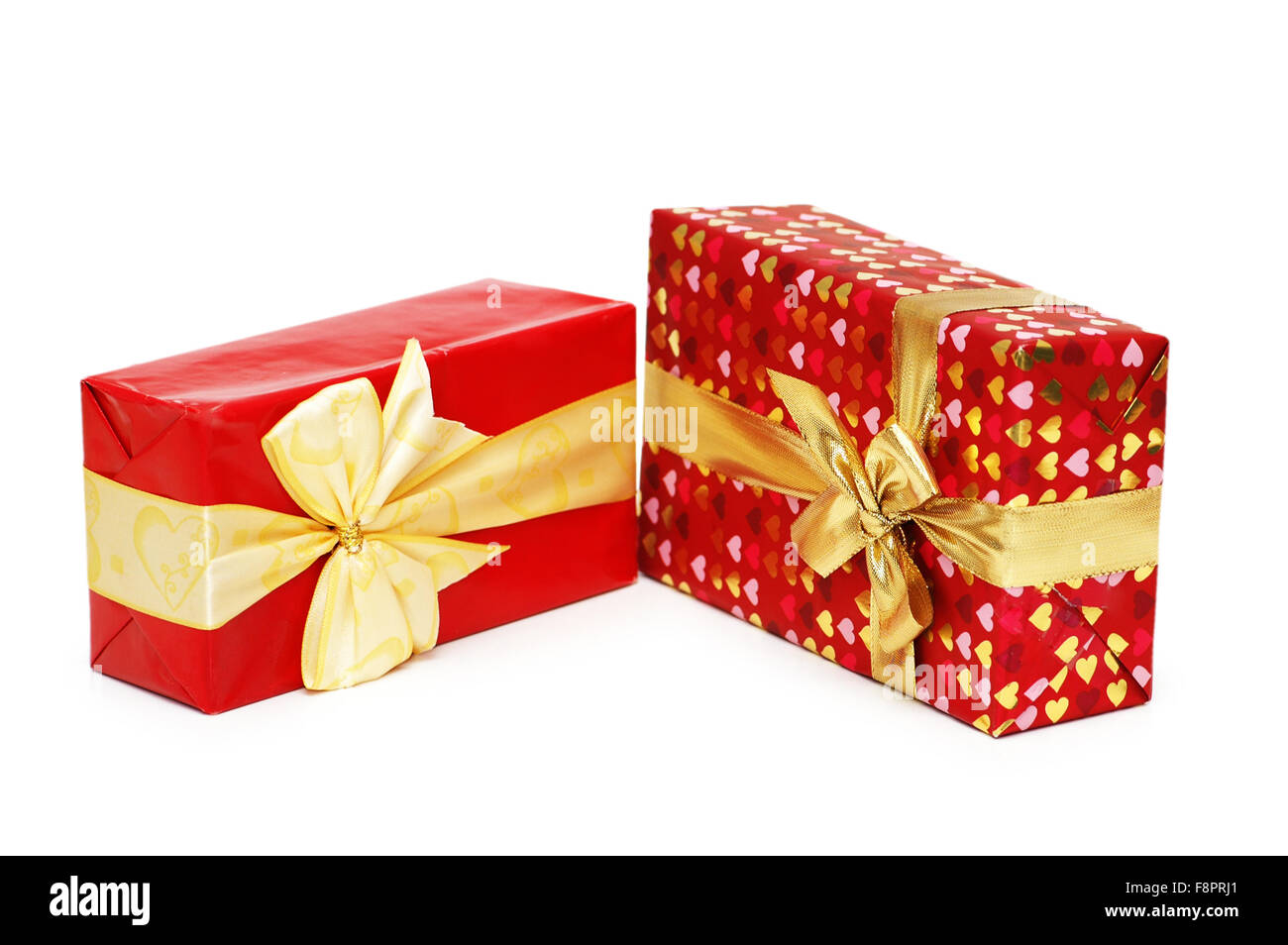Two gift boxes isolated on white background Stock Photo - Alamy