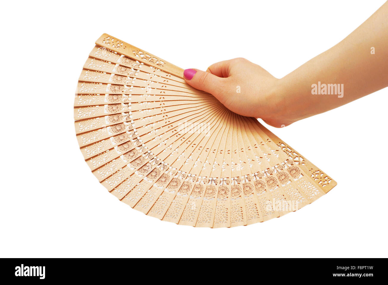 Hand with chinese fan isolated on white Stock Photo - Alamy