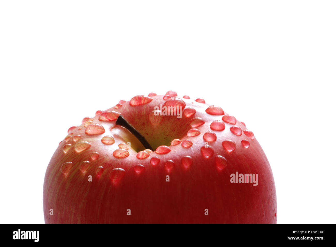 Red apple with water drops isolated on white Stock Photo - Alamy