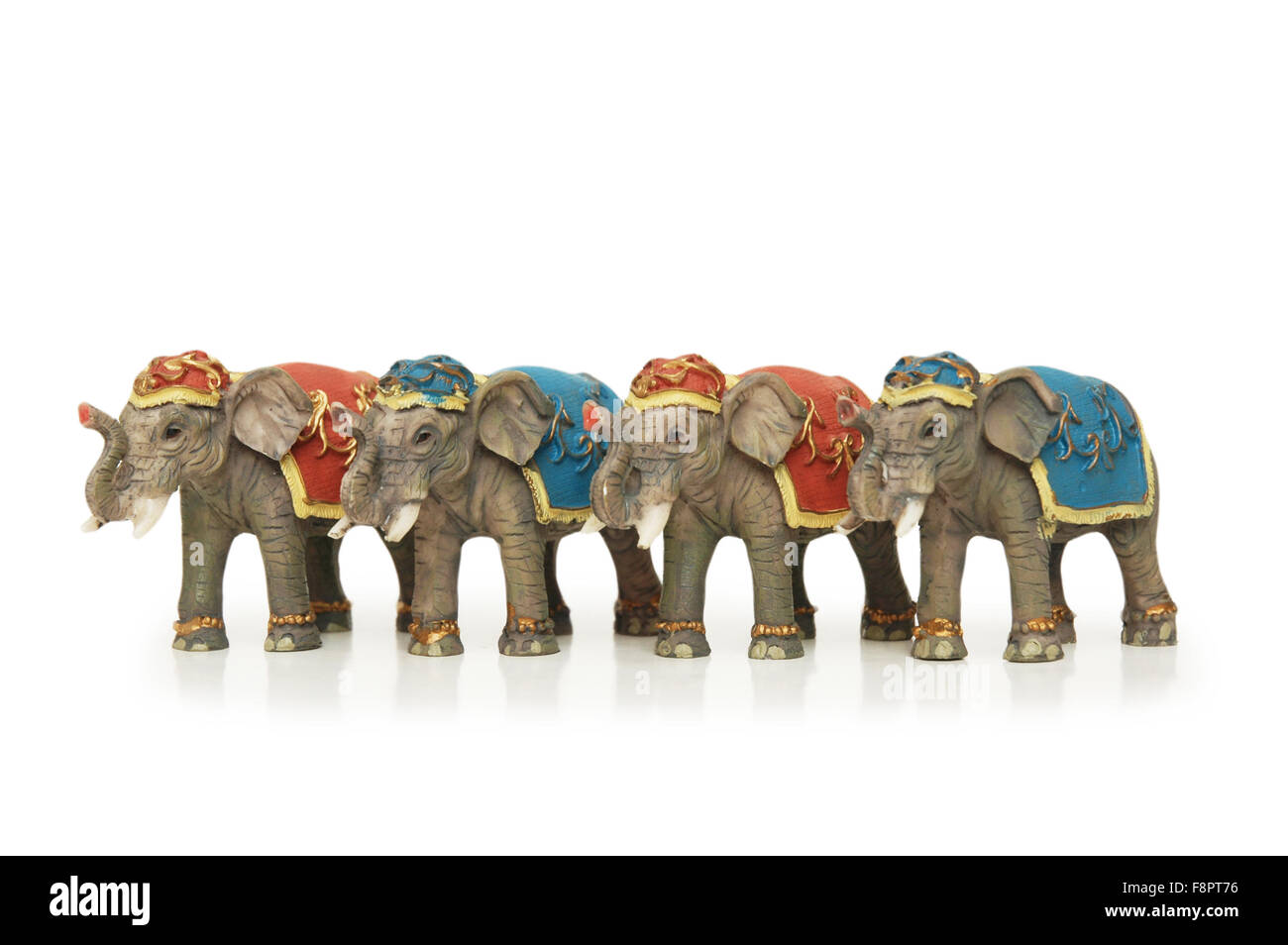 Four elephants isolated on the white background Stock Photo - Alamy