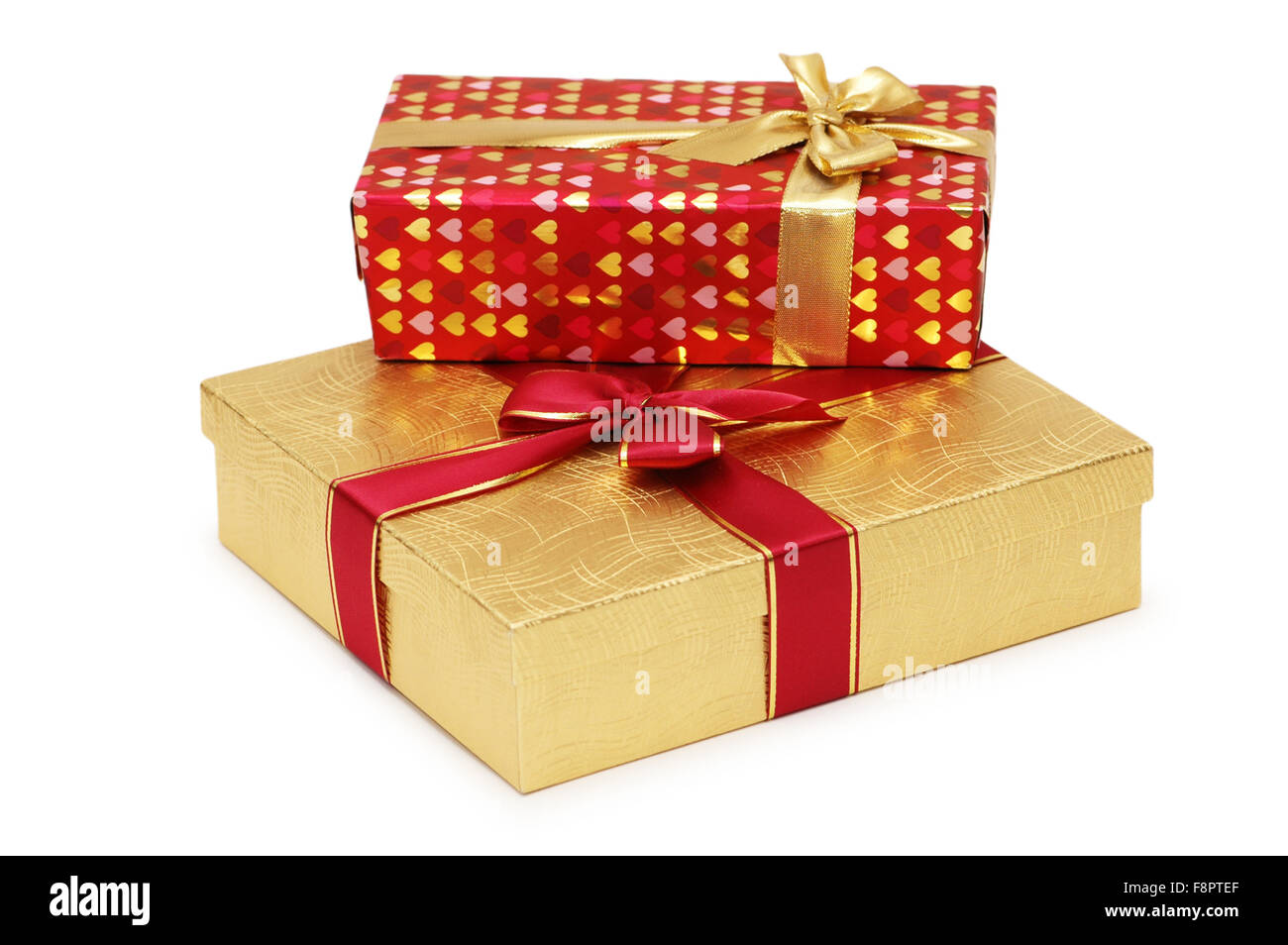 Two gift boxes isolated on white background Stock Photo - Alamy