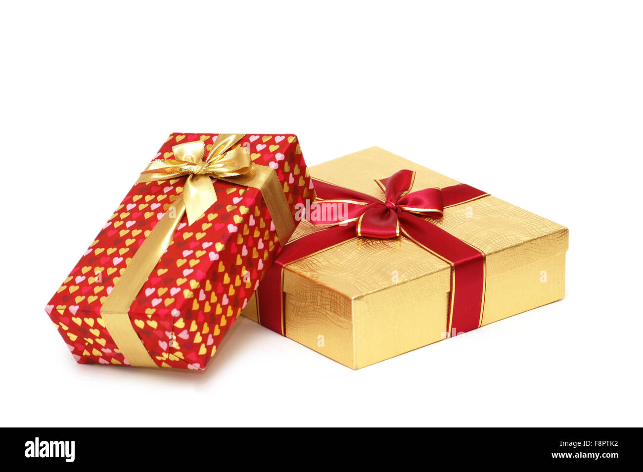 Two gift boxes isolated on white background Stock Photo - Alamy