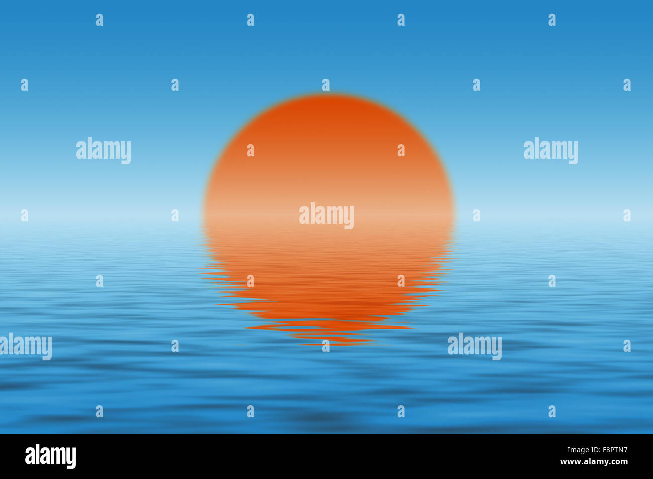 Sun over the sea and its reflection in water Stock Photo - Alamy