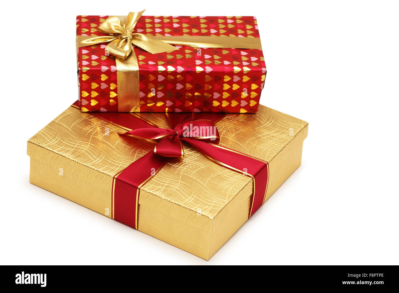 Two gift boxes isolated on white background Stock Photo - Alamy