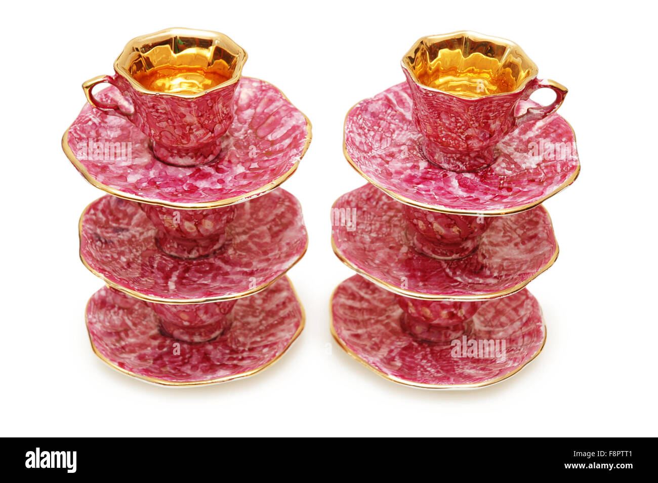 Stacked tea cups isolated on the white Stock Photo - Alamy