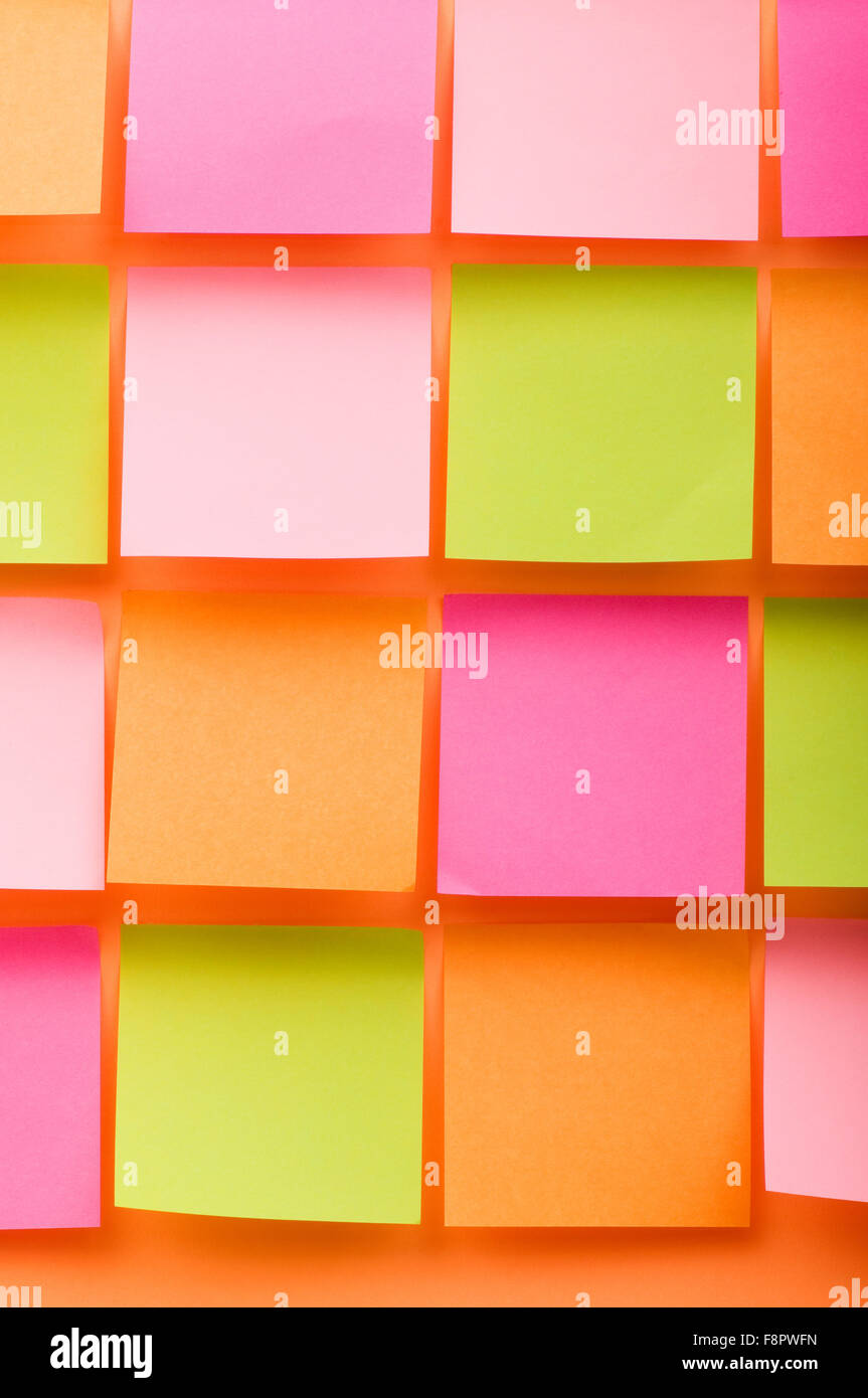 Reminder notes on the bright colorful paper Stock Photo - Alamy