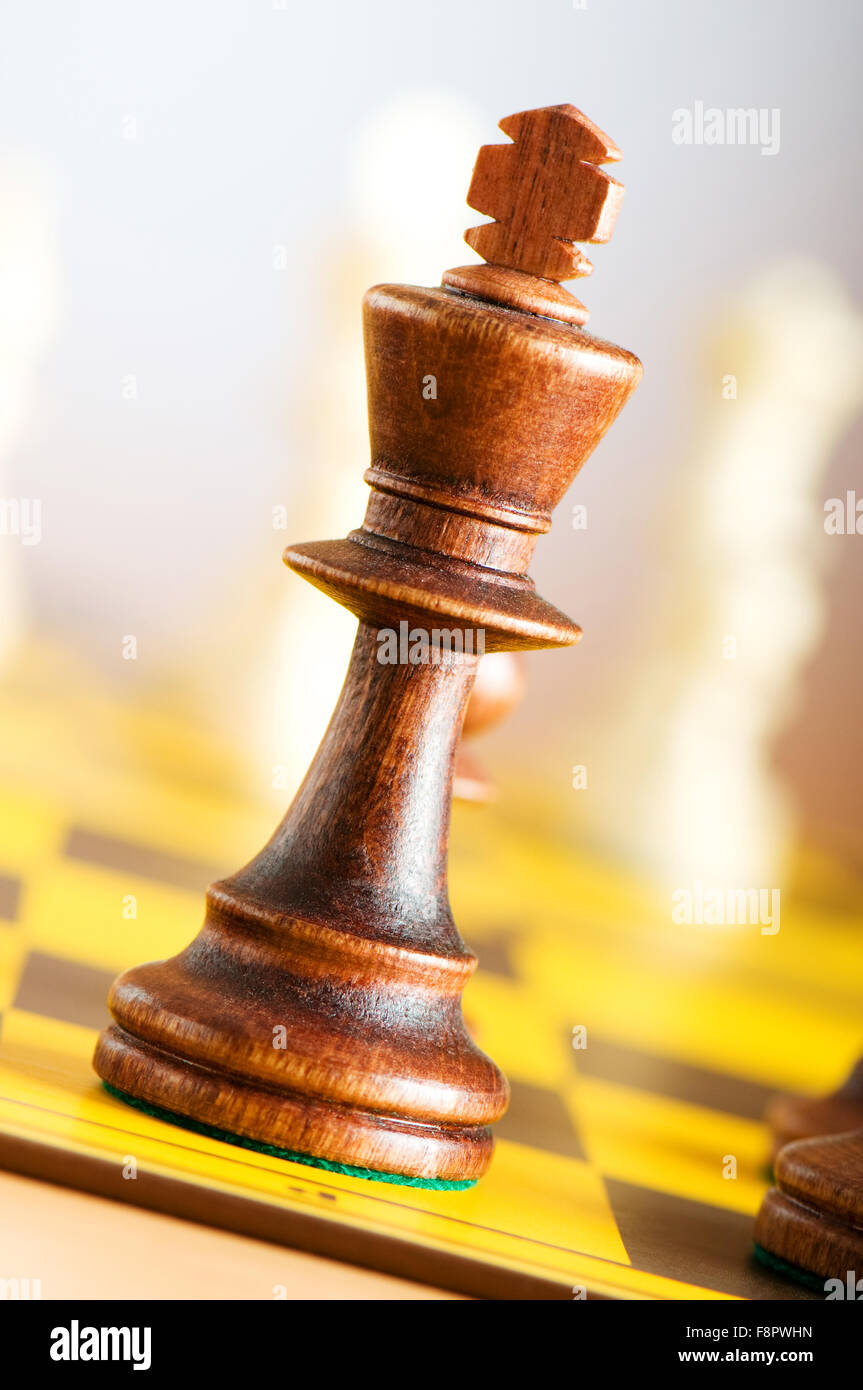 Set of chess figures on the playing board Stock Photo - Alamy