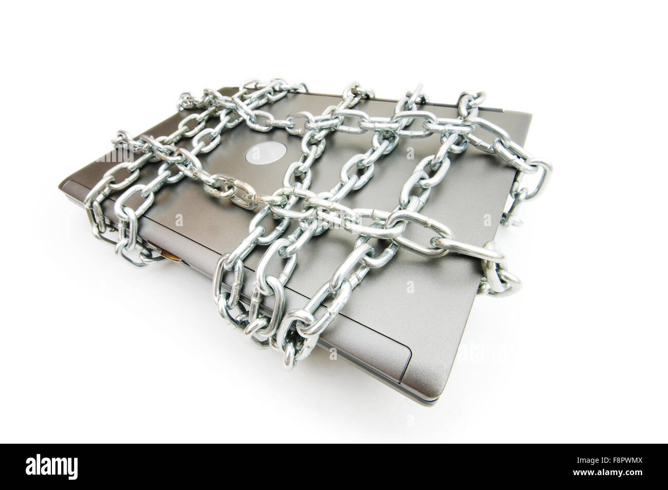 Computer security concept with laptop and chain Stock Photo - Alamy