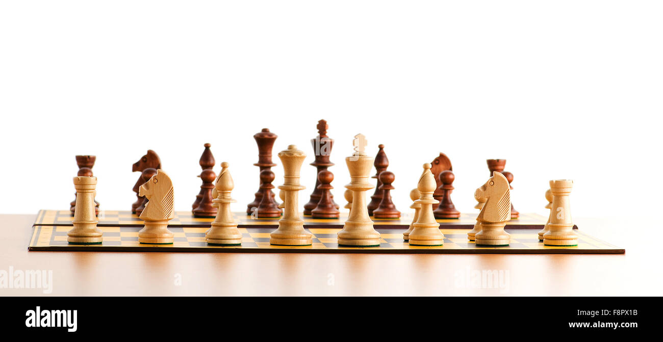 Set of chess figures on the playing board Stock Photo - Alamy