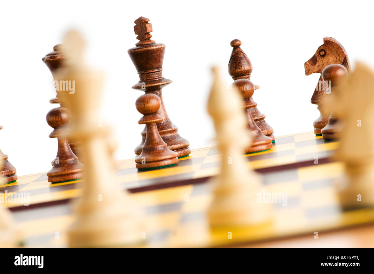 Set of chess figures on the playing board Stock Photo - Alamy