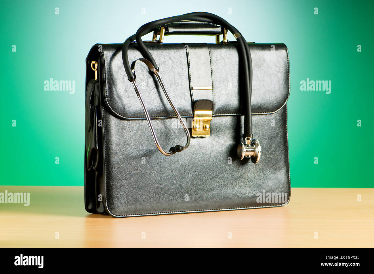 Doctor's case with stethoscope against colorful background Stock Photo ...