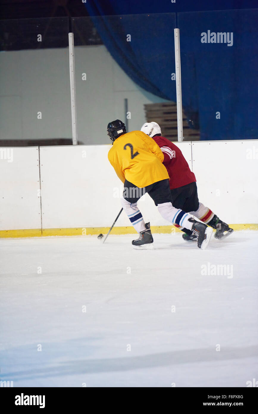 ice hockey player in action kicking with stick Stock Photo - Alamy