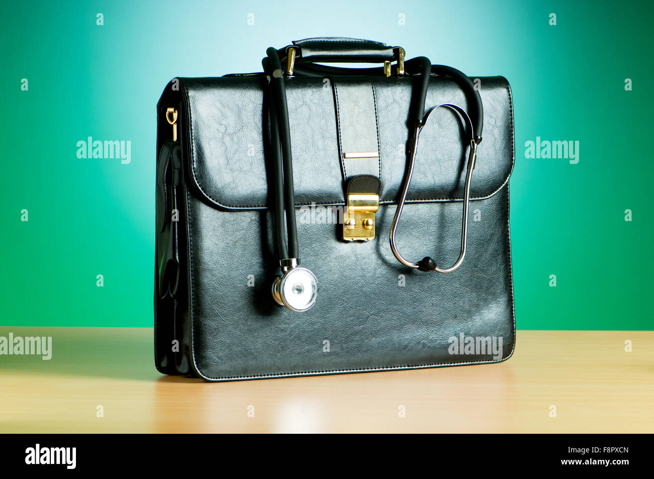 Doctor's case with stethoscope against colorful background Stock Photo ...