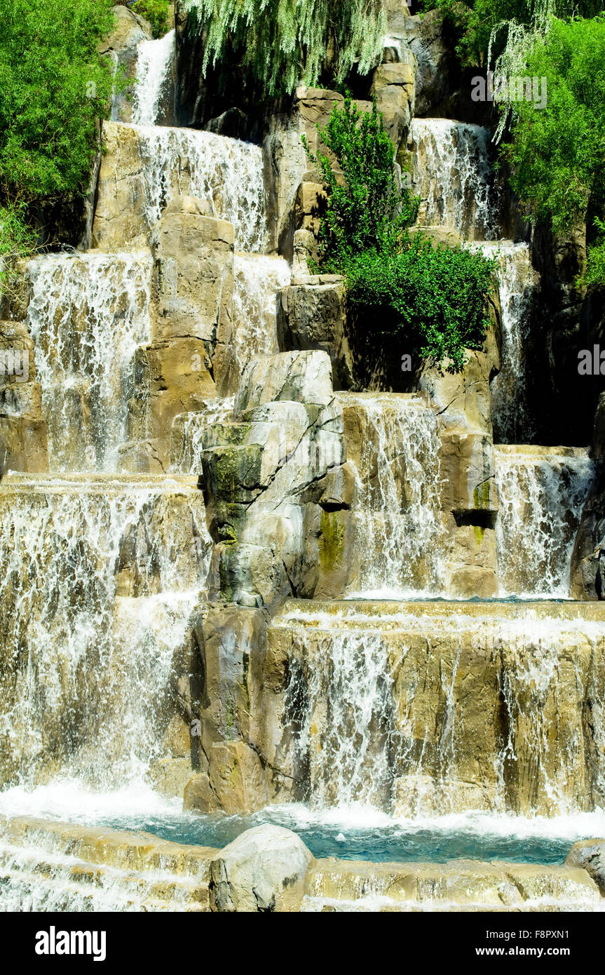 Tall waterfalls on the bright summer day Stock Photo - Alamy