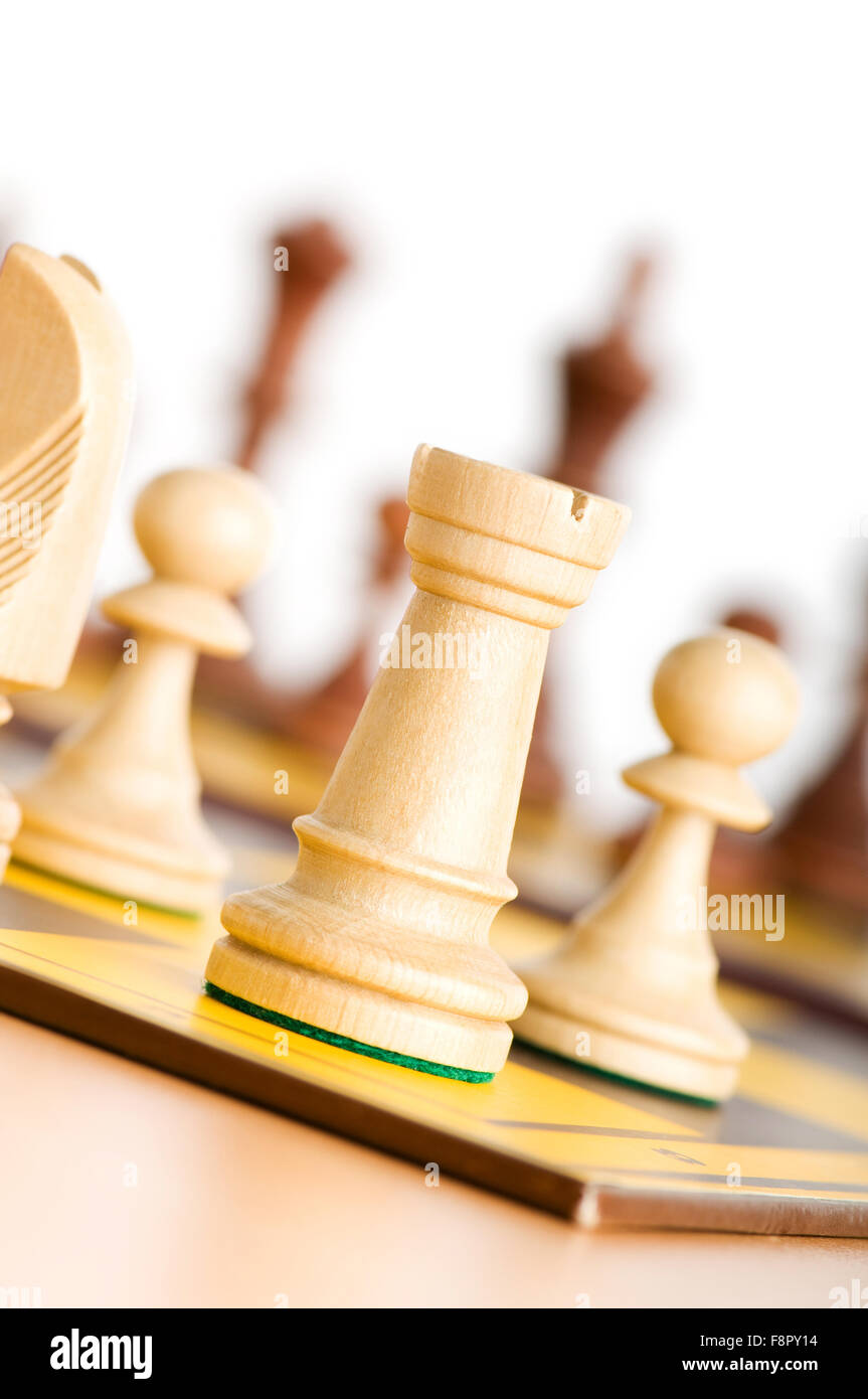 Set of chess figures on the playing board Stock Photo - Alamy