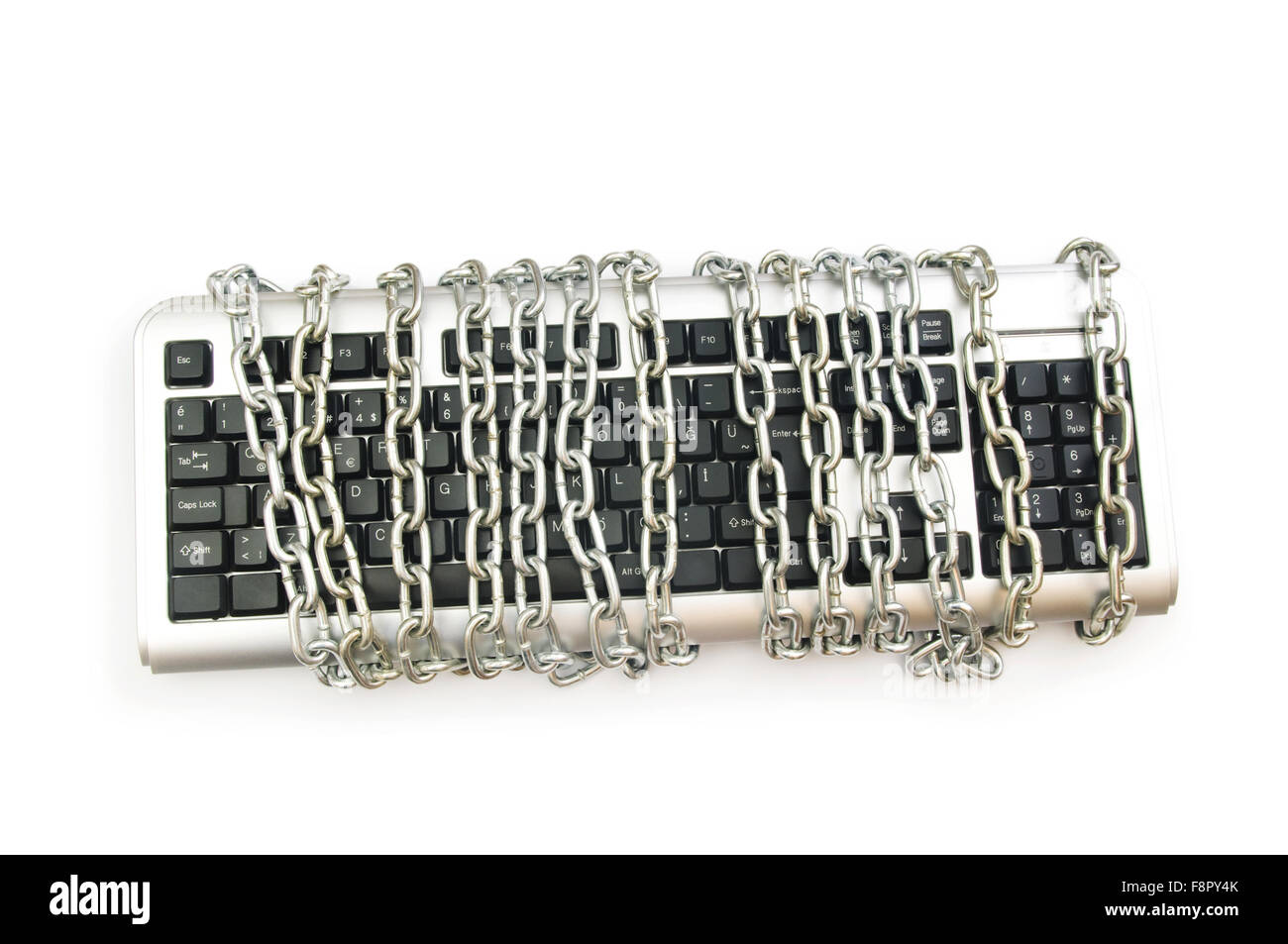 Computer security concept with keyboard and chain Stock Photo - Alamy