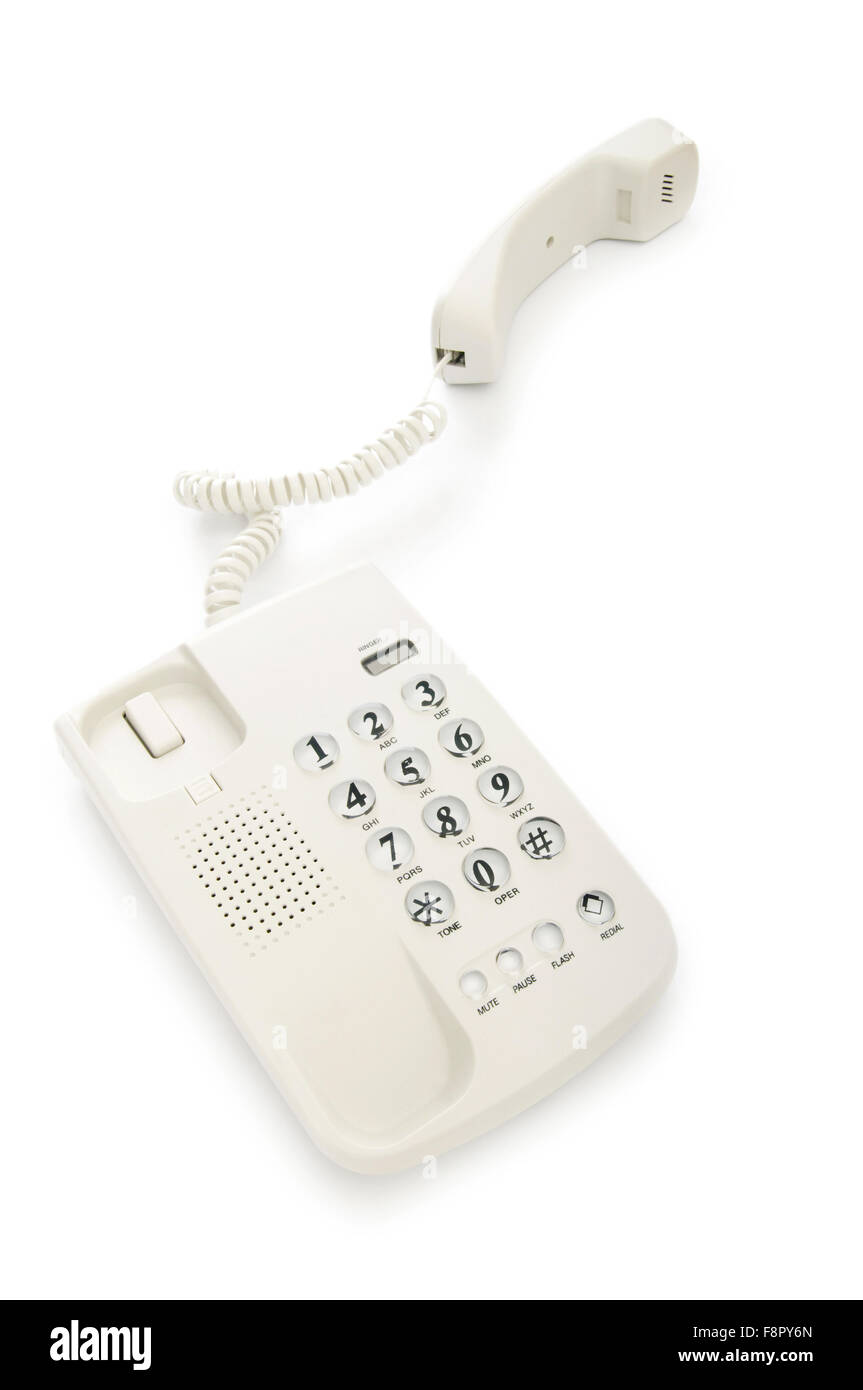 Office phone isolated on the white background Stock Photo - Alamy
