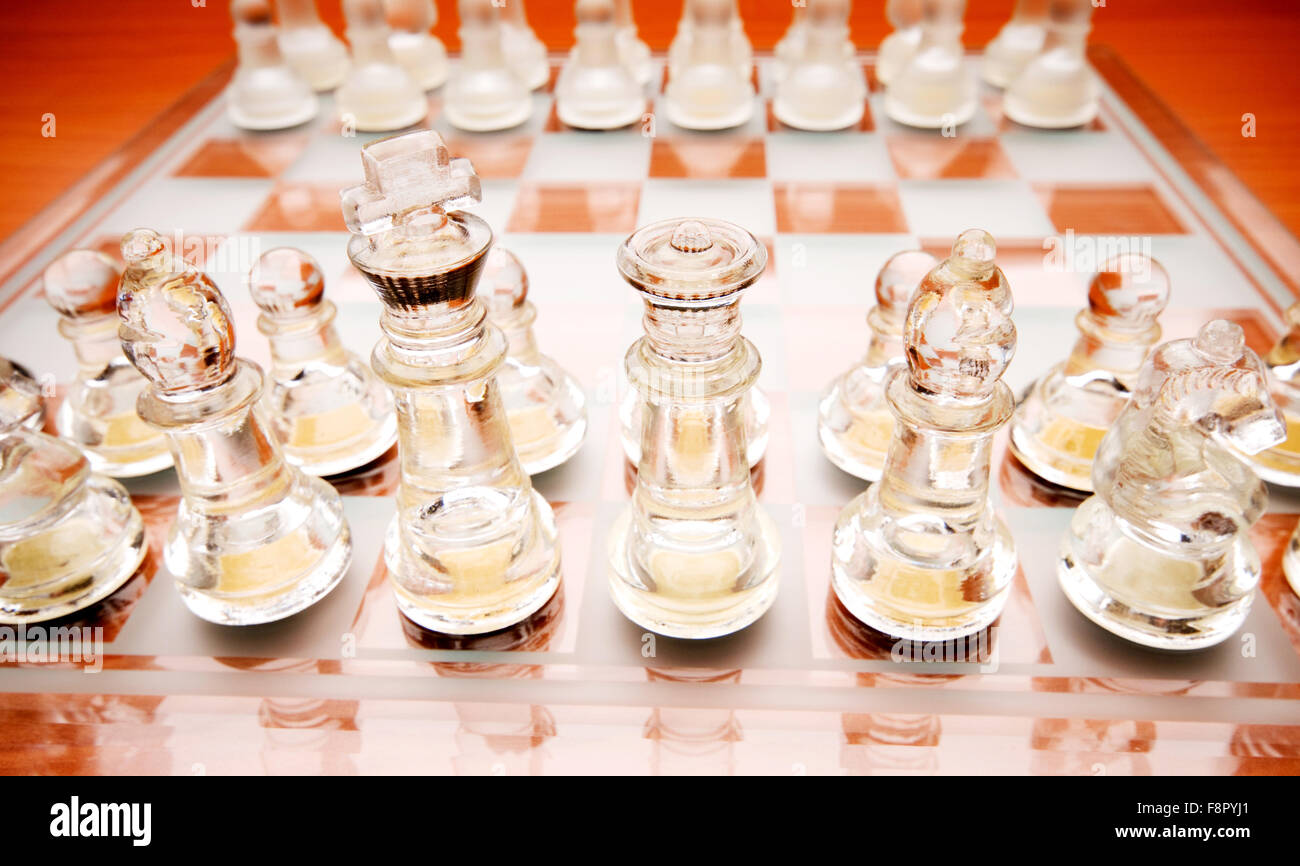 Set of chess figures on the playing board Stock Photo - Alamy