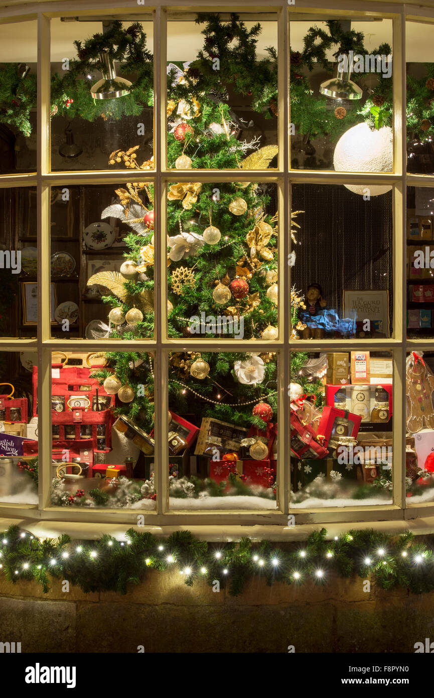 Tisanes Tea Rooms Christmas display window at night. Broadway ...