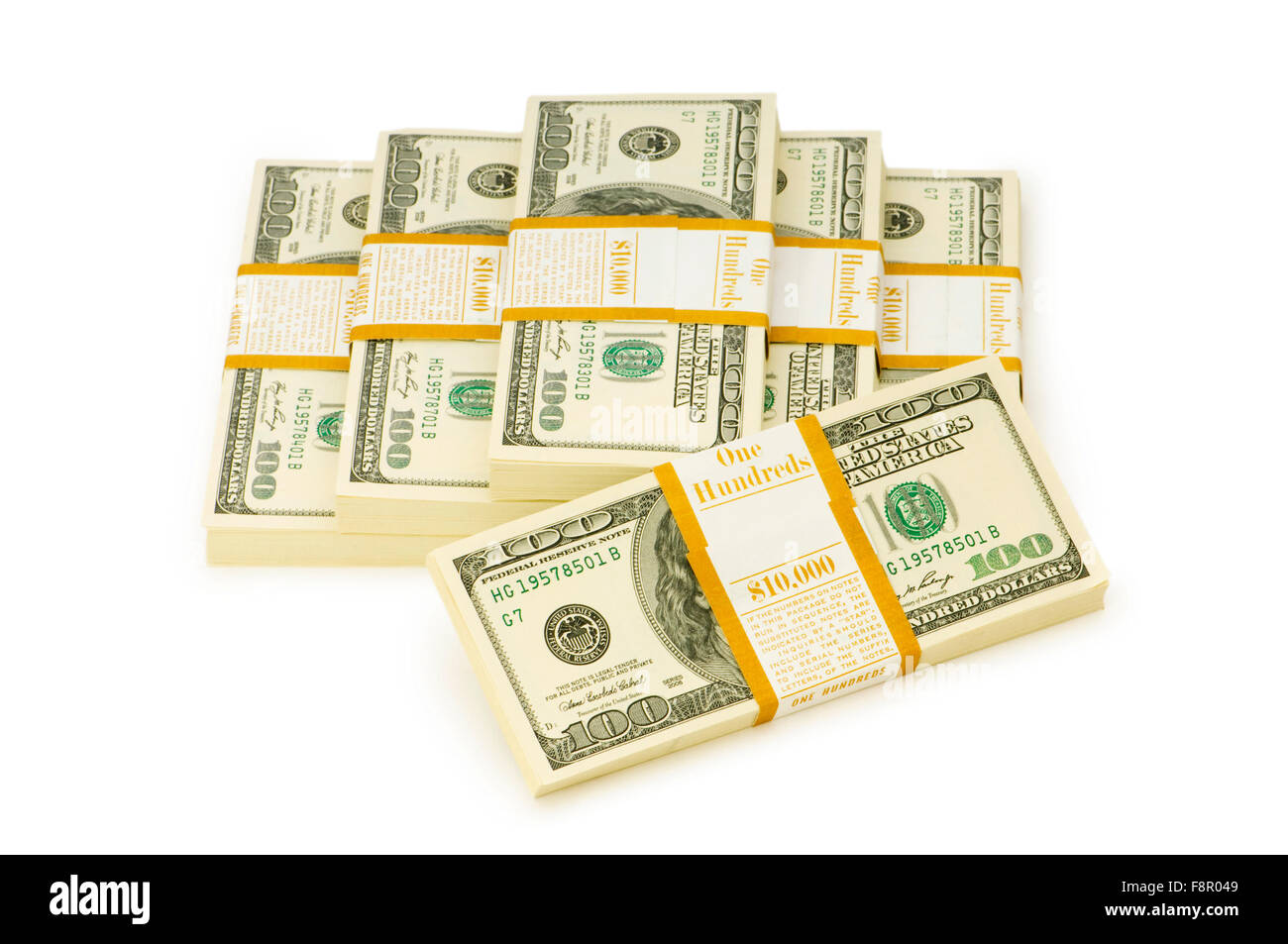 Stack of dollars isolated on the white Stock Photo - Alamy