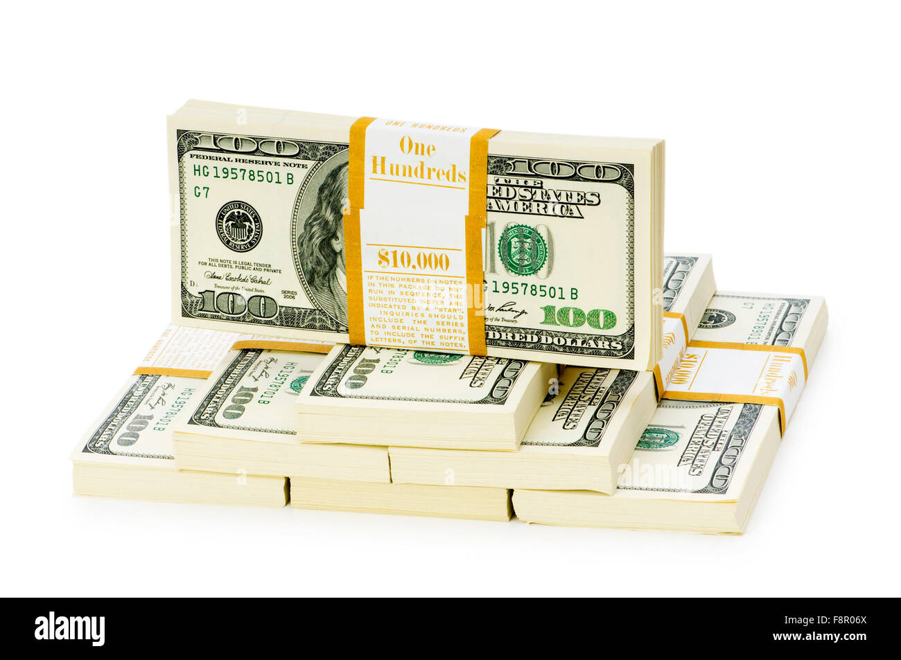 Stack of dollars isolated on the white Stock Photo - Alamy