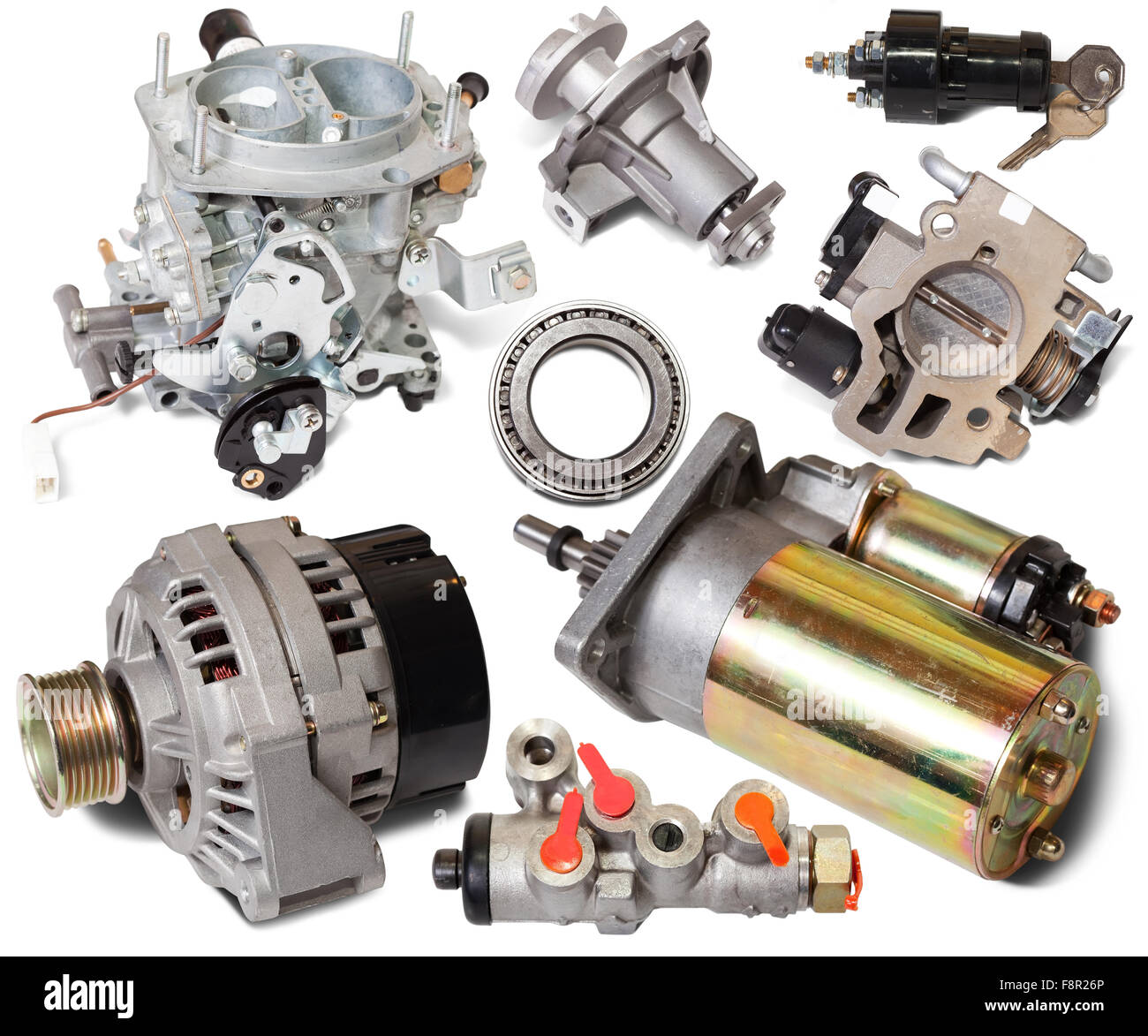 Set of auto spare parts. Isolated on white background Stock Photo - Alamy