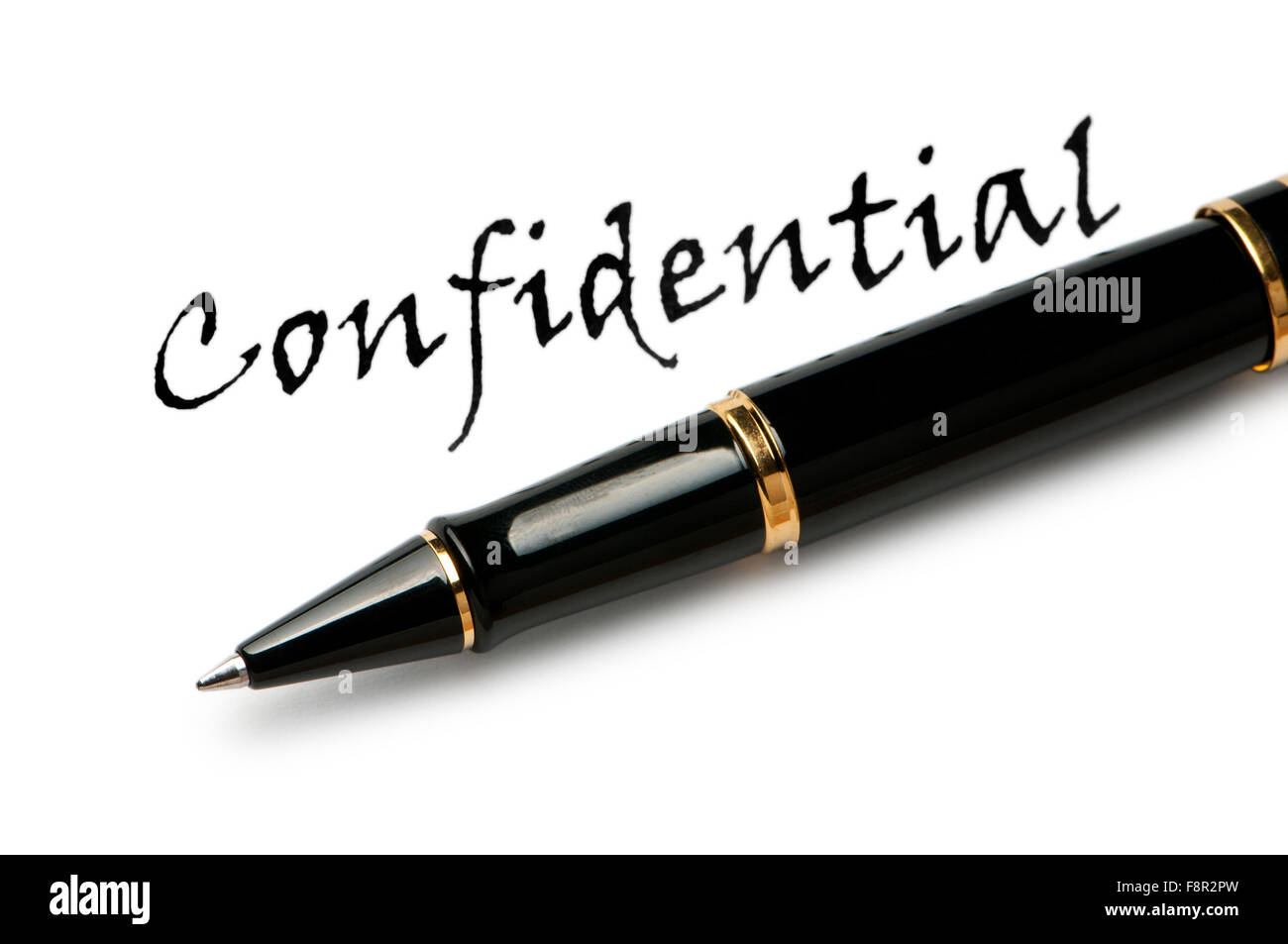 Pen and confidential message on white Stock Photo - Alamy